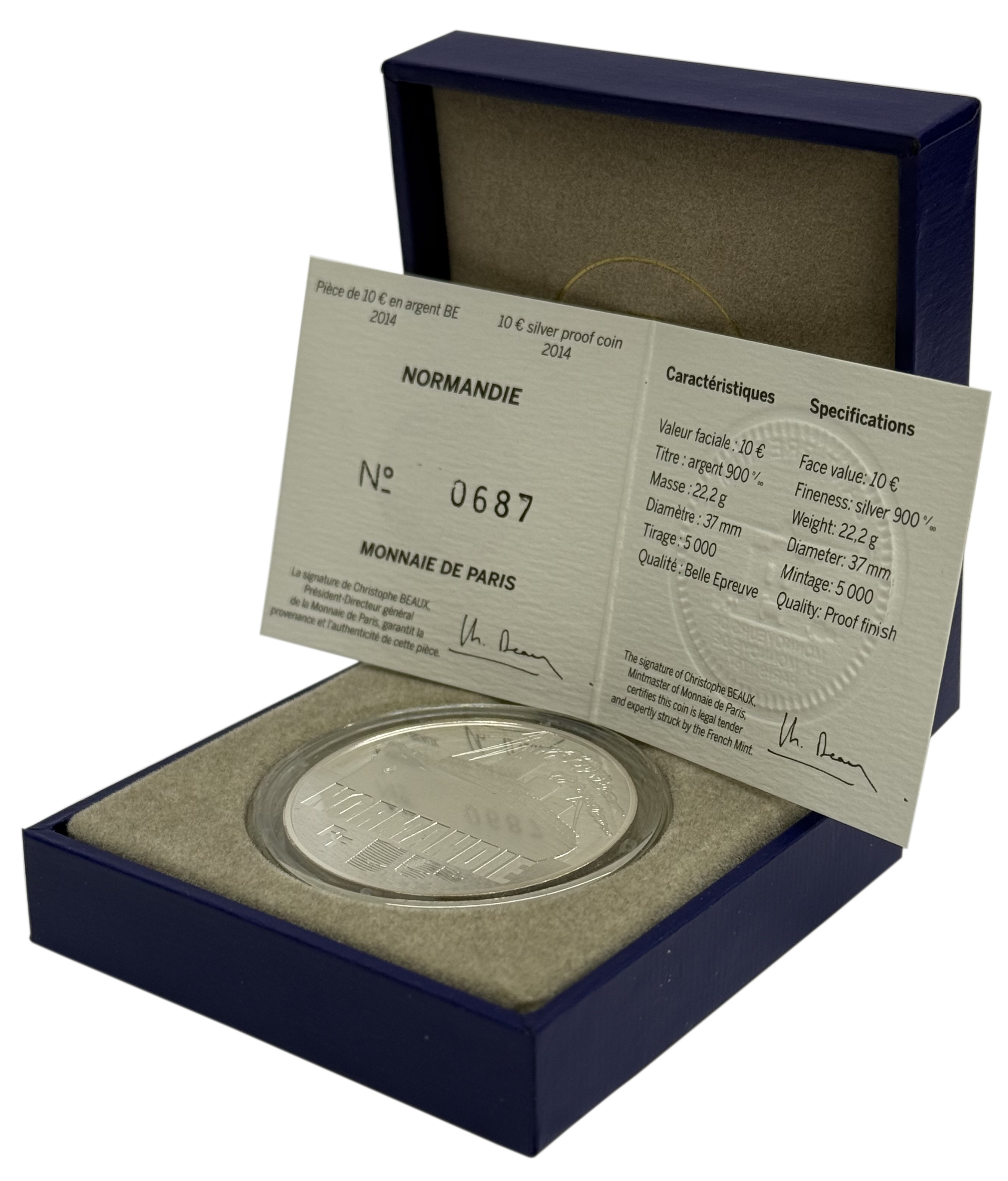 10 евро 2014 года Франция «Французские корабли — Normandie» купить в ...